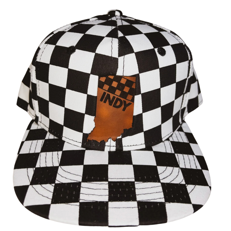 Left Grain - INDY Checkers Leather Patch on Checkered Hat (Baby ...
