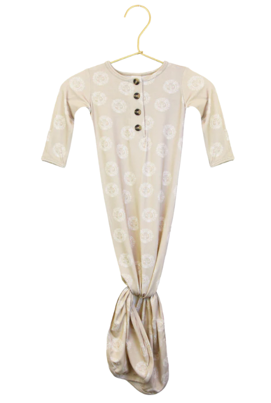 Lou Lou & Co - Infant Linus Ribbed Knotted Gown in Tan Lions – Roman ...